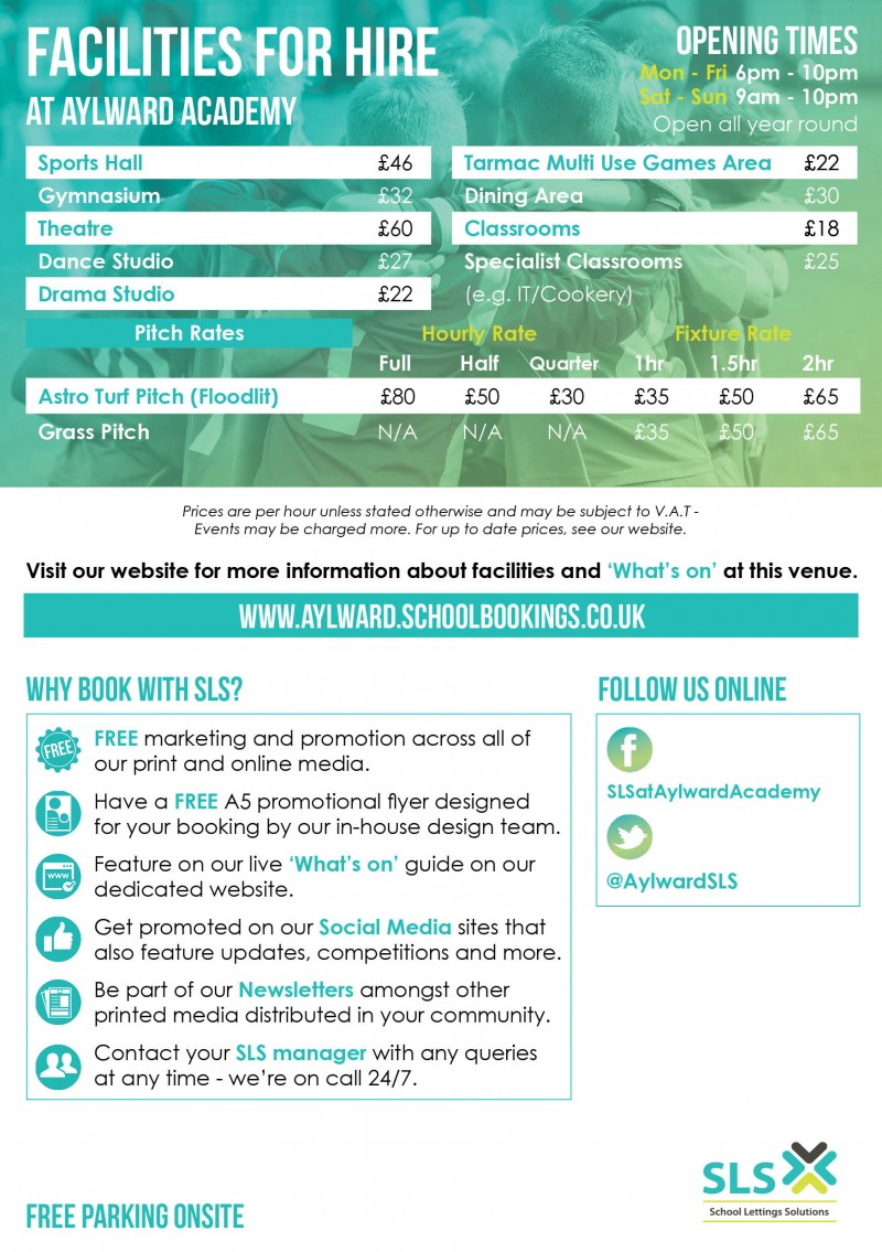 Aylward Academy, Windmill Road, Edmonton, N18 1NB, London, England For Hire