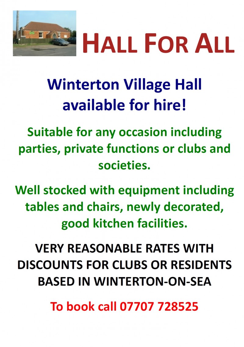 Winterton Village Hall, King Street, Winterton-on-Sea, NR29 4AT ...